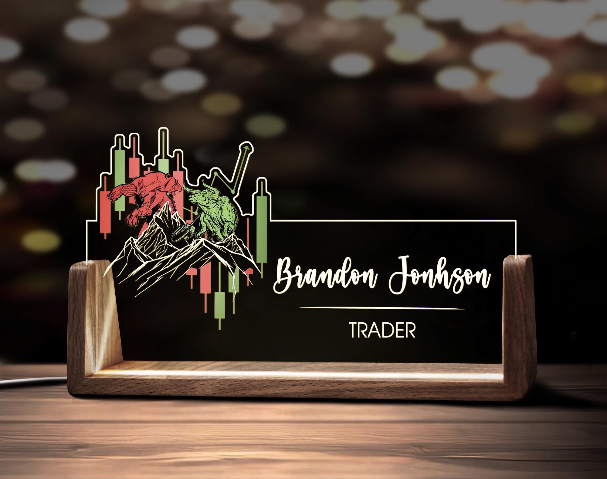 Custom Trader Desk Name Plate, Personalized Investor Acrylic Desk Sign ...