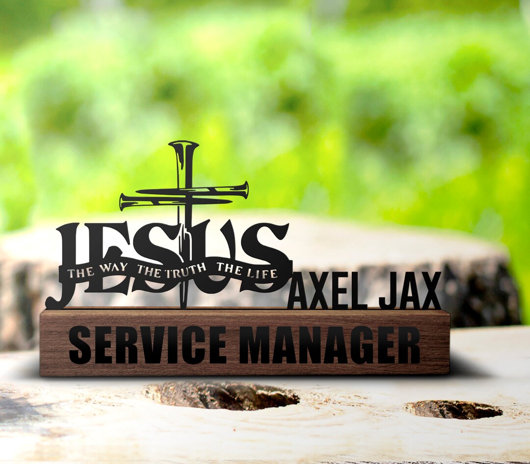 Custom Jesus Cross Desk Name Plate Wedge, Personalized Christian ...