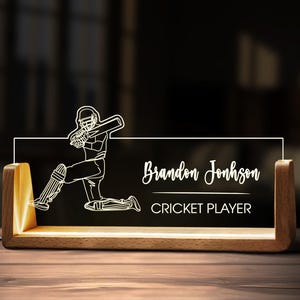 Custom Cricket Player Desk Name Plate Personalized Cricket Lover Gift ...