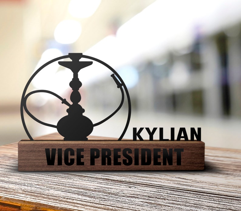 Custom Shisha Hookah Desk Name Plate Wedge Personalized Smoke Shop ...