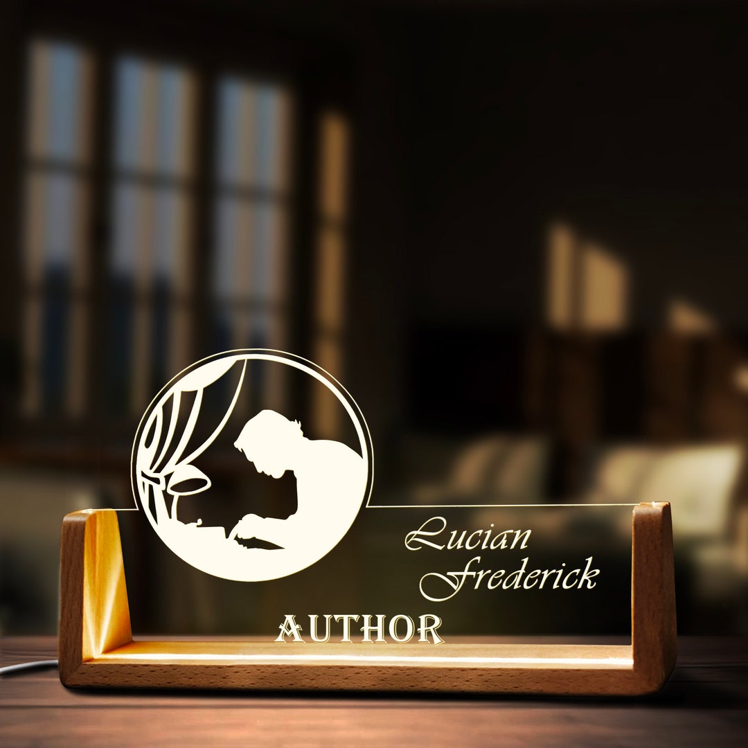 Custom Writer Desk Name Plate Personalized Writing Author LED Light ...