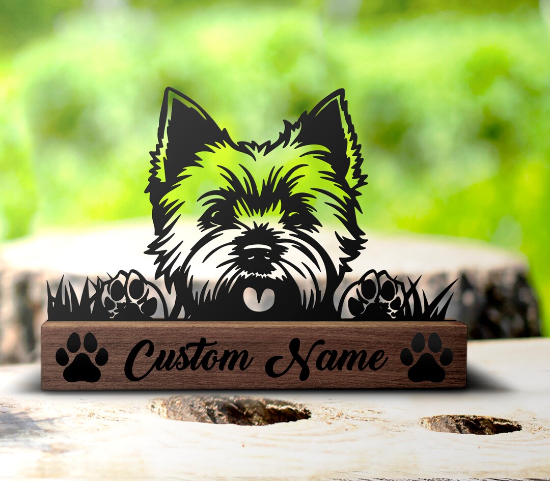 Custom Cairn Terrier Dog Desk Name Plate Wedge Personalized Peeking Dog ...