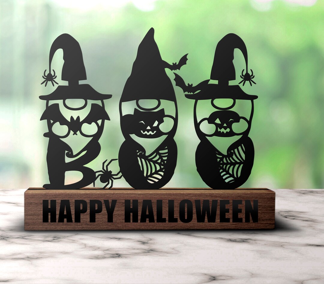 Custom Halloween Desk Name Plate Wedge Personalized Halloween Gnome ...