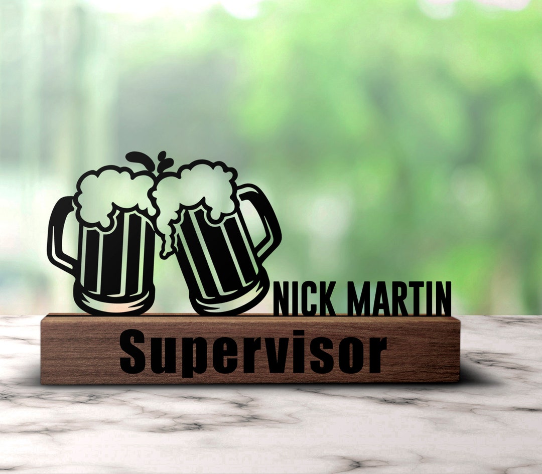 Custom Beer Lover Desk Name Plate Wedge, Personalized Drinking ...