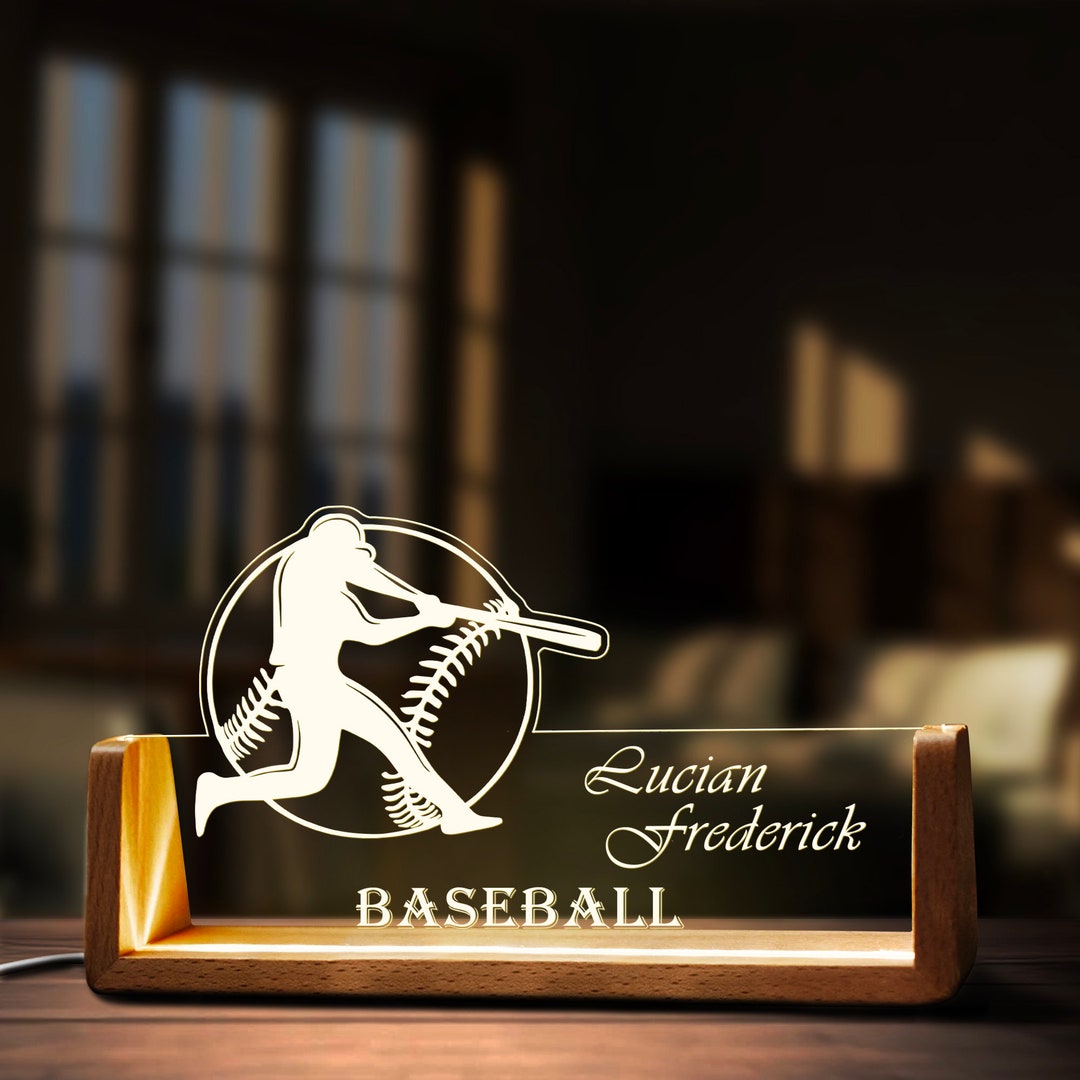 Custom Baseball Desk Name Plate Personalized Softball Player LED Light ...