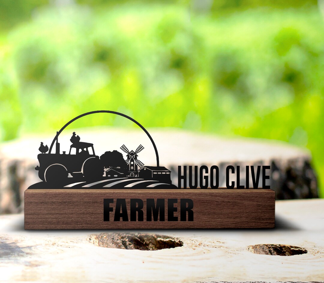Custom Farmhouse Desk Name Plate Wedge, Personalized Farm Nameplate ...