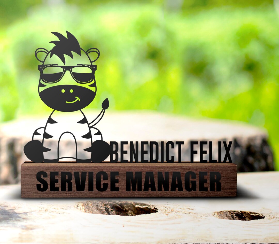 Custom Cute Zebra Desk Name Plate Wedge, Personalized Nameplate Wild ...