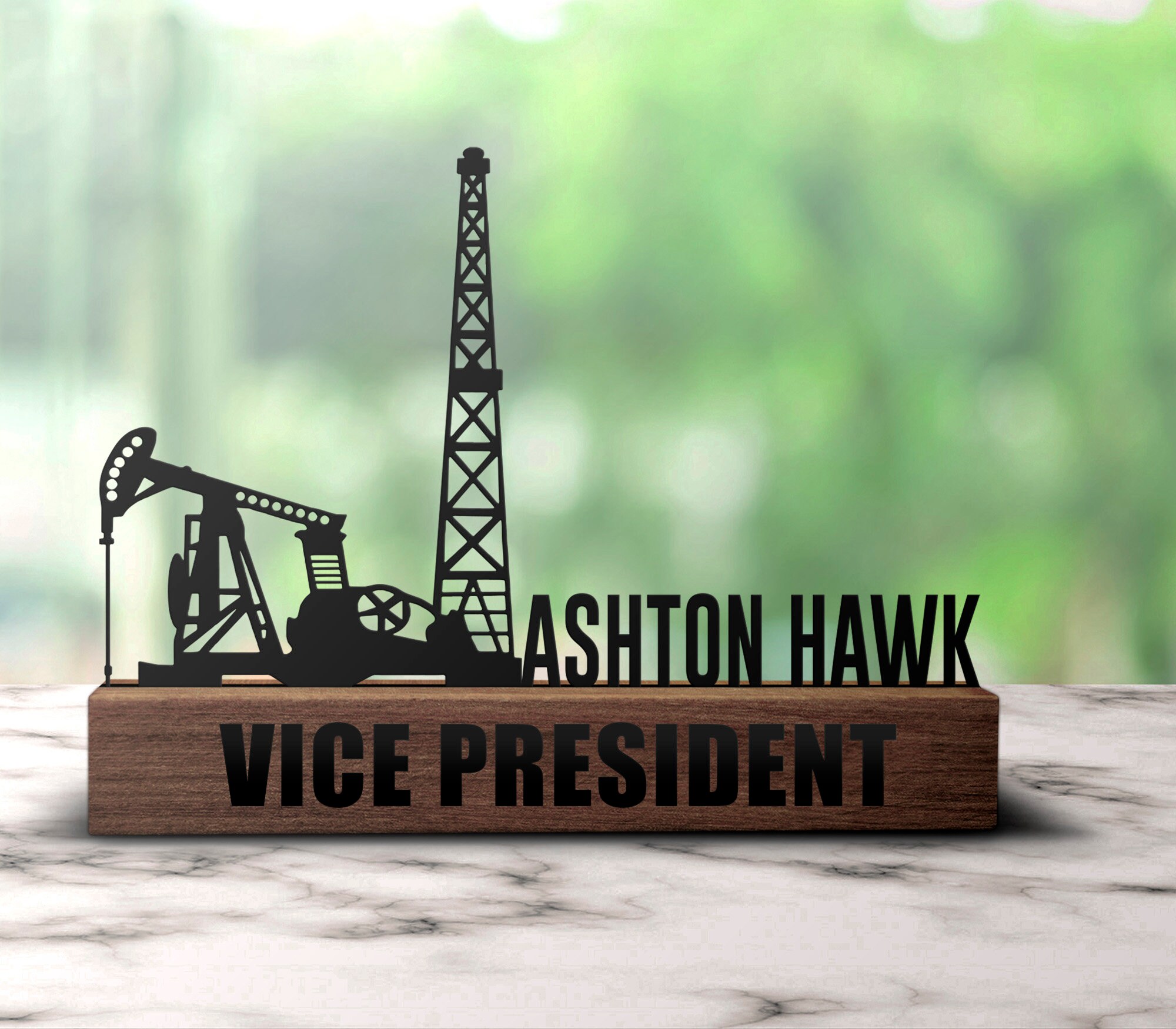 Custom Oil Field Desk Name Plate Wedge Personalized Oil Rig Nameplate ...