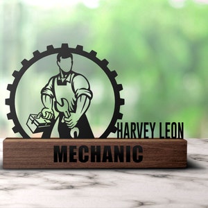 Custom Mechanic Desk Name Plate Wedge Personalized Mechanic Gift ...