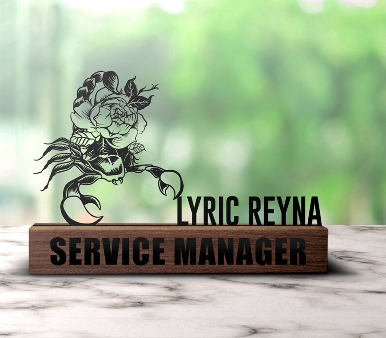 Custom Scorpion Desk Name Plate Wedge, Personalized Nameplate Office ...