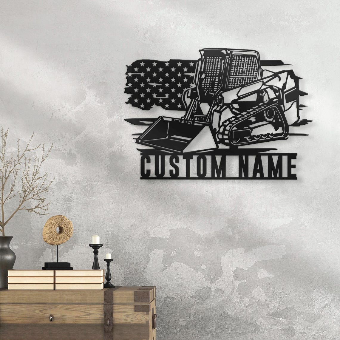 Custom US Skid Steer Driver Metal Wall Art LED Light Personalized ...