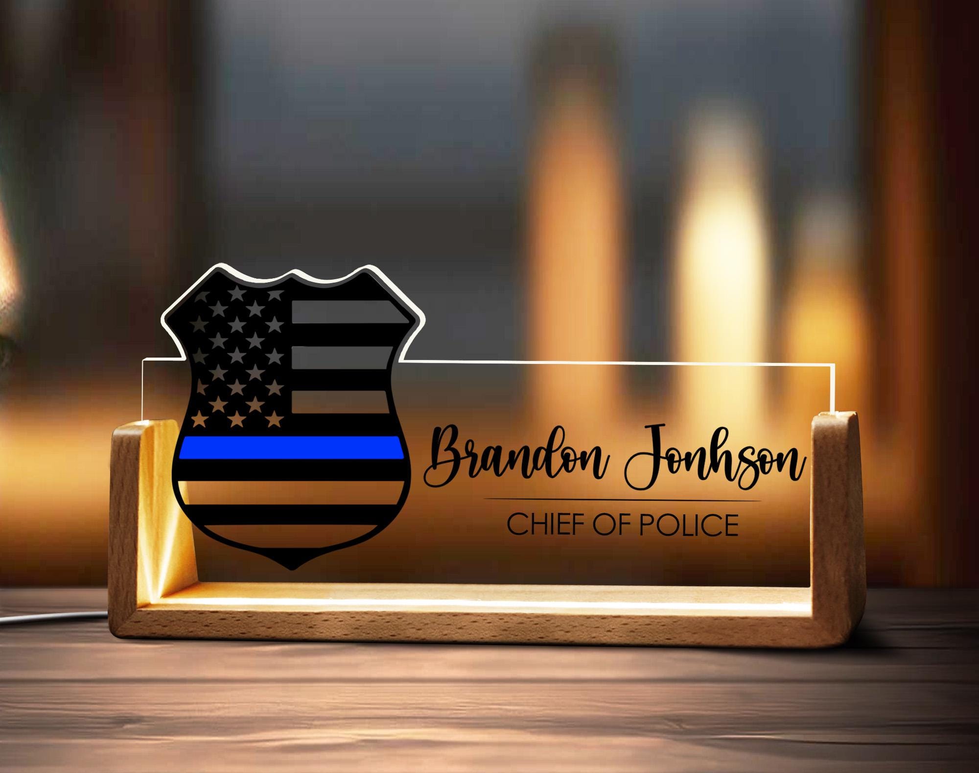 Custom Police Officer Desk Name Plate Personalized Law Enforcement Logo ...