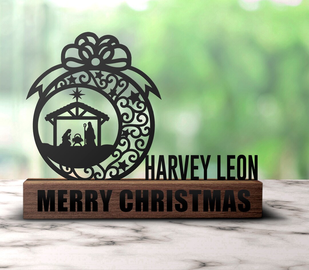 Custom Nativity Scene Christmas Desk Name Plate Wedge Personalized ...