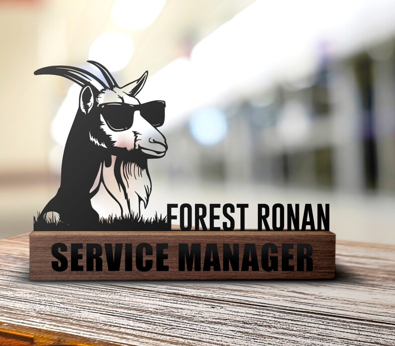 Custom Goat Desk Name Plate Wedge, Personalized Farmhouse Nameplate ...