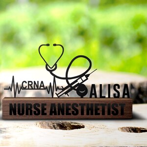 Custom Nurse Anesthetist Desk Name Plate Wedge Personalized Nursing ...