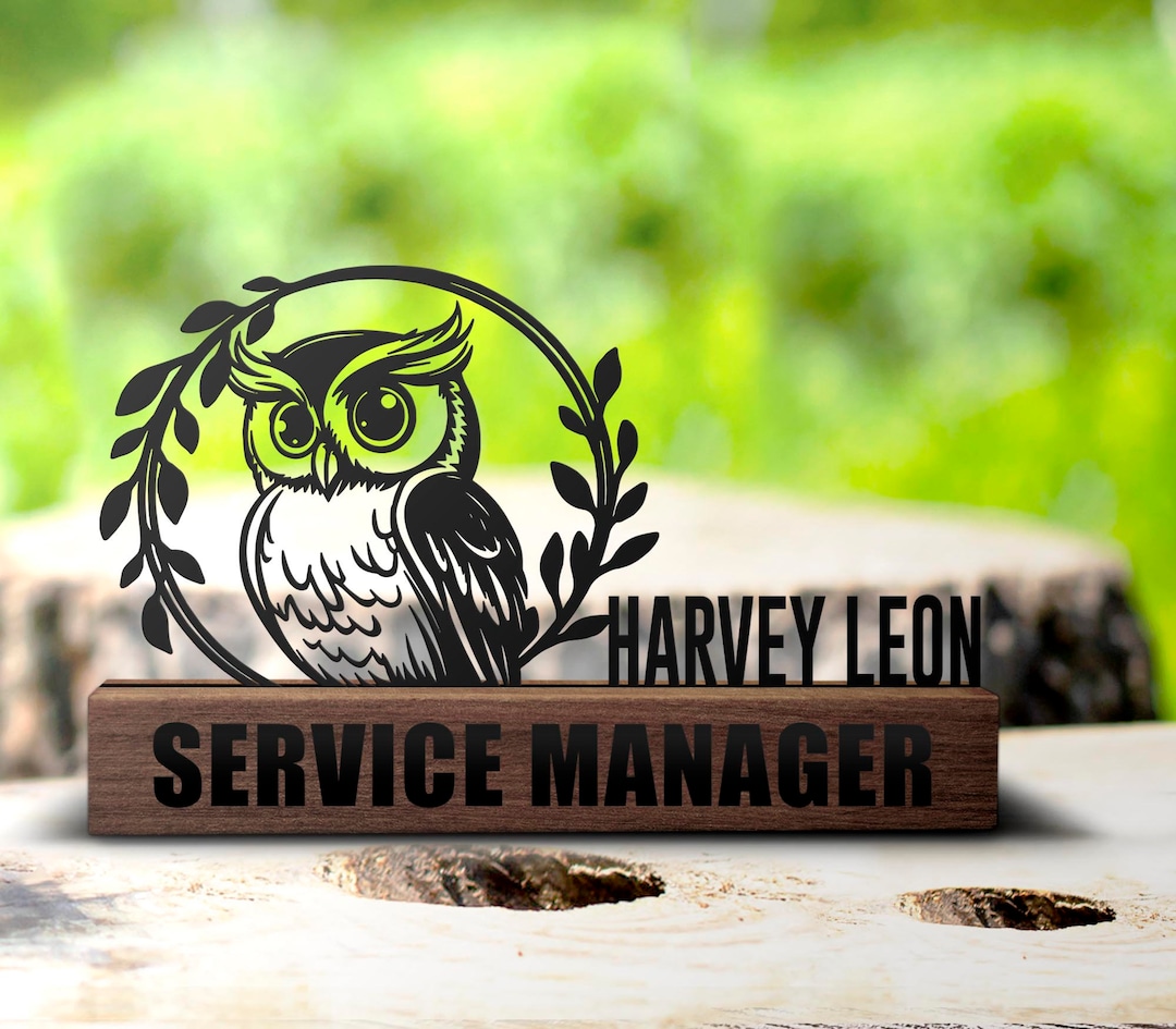 Custom Owl Desk Name Plate Wedge, Personalized Nameplate Owl Gift ...