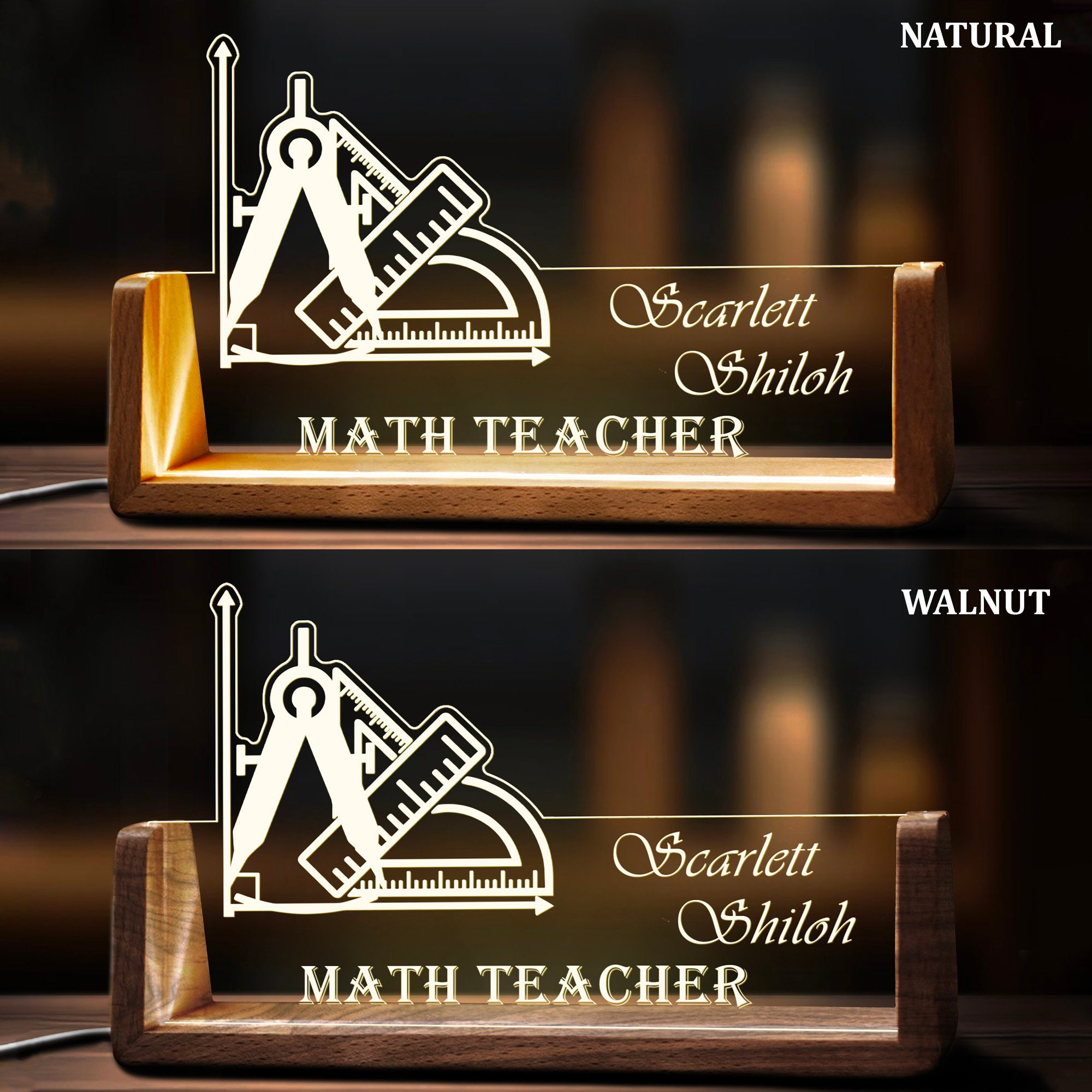 Custom Math Teacher Desk Name Plate Personalized Gifts for Teachers LED ...