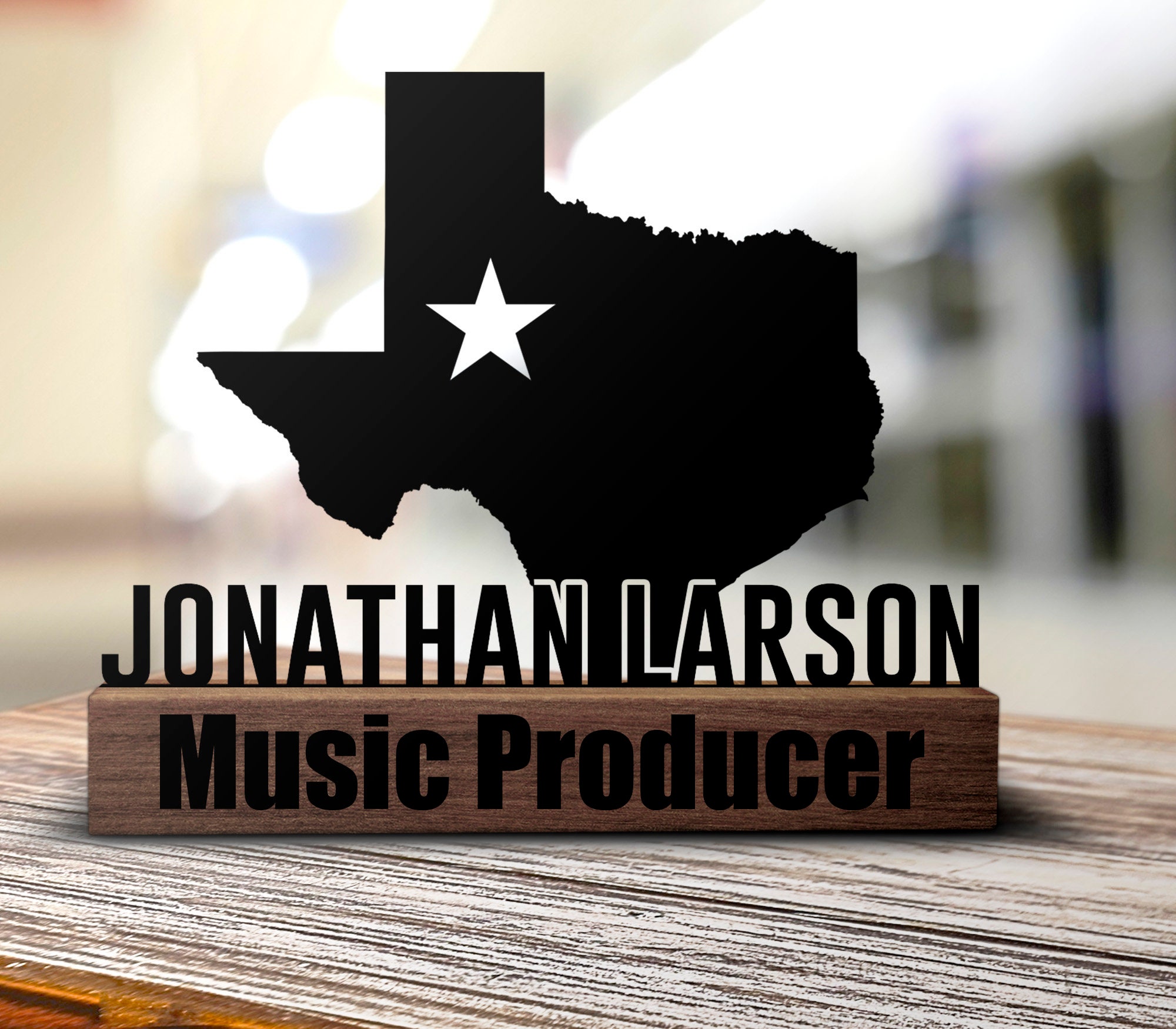 Custom Texas Map Desk Name Plate Wedge, Personalized Born in Texas ...