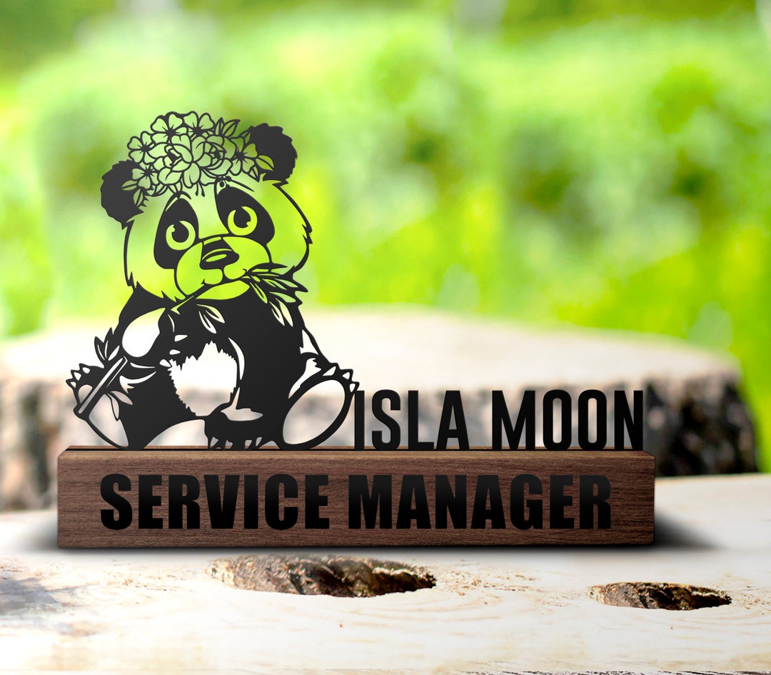 Custom Floral Panda Bear Desk Name Plate Wedge, Personalized Animal ...