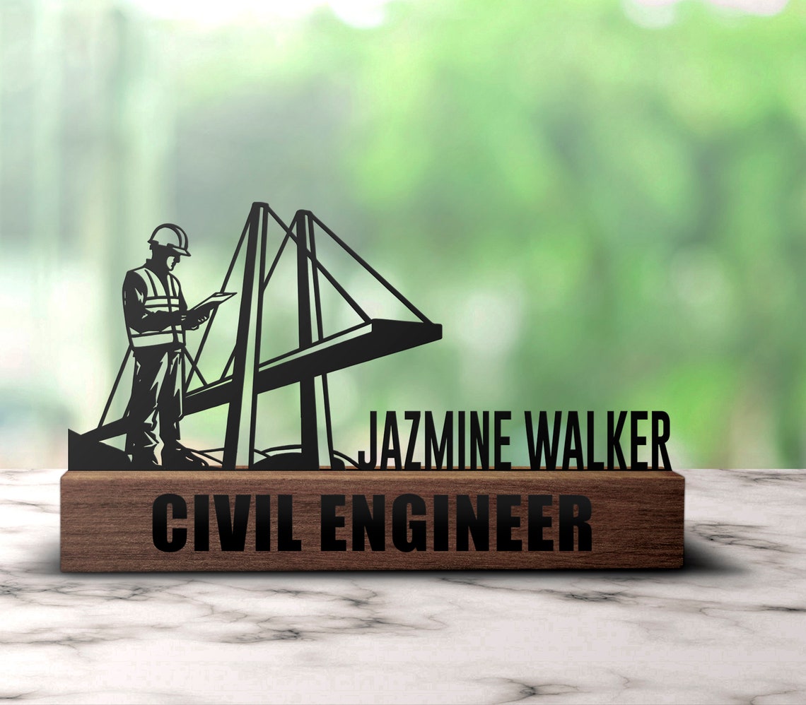 Custom Civil Engineer Desk Name Plate Wedge Personalized Construction ...