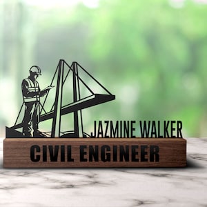 Custom Civil Engineer Desk Name Plate Wedge Personalized Construction ...