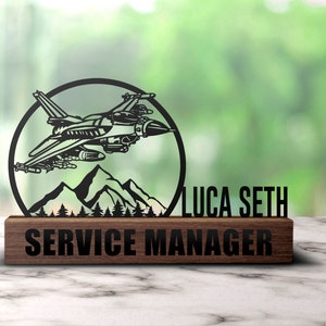 Custom Airplane Desk Name Plate Wedge Personalized Pilot Nameplate ...