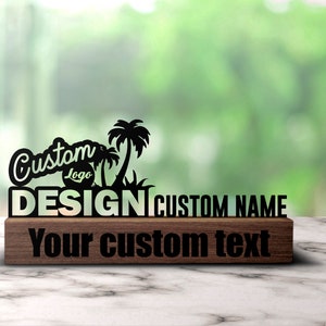 Custom Company Brand Logo Desk Name Plate Wedge, Personalized Nameplate ...