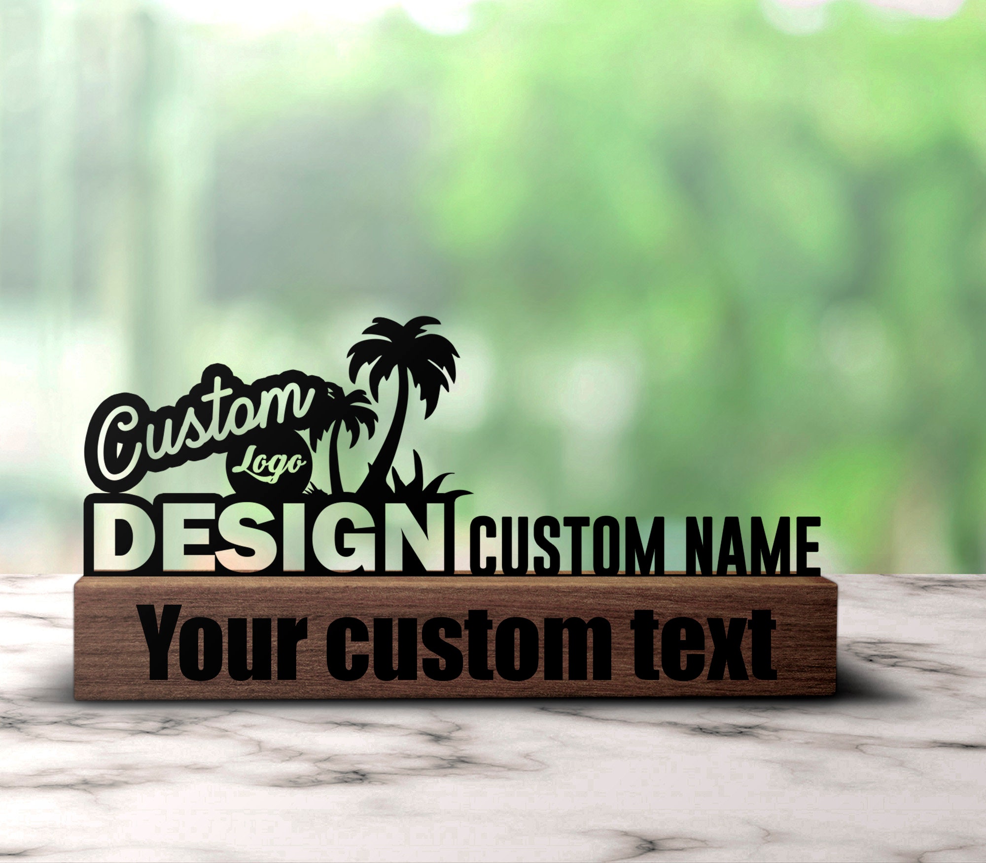 Custom Company Brand Logo Desk Name Plate Wedge, Personalized Nameplate ...