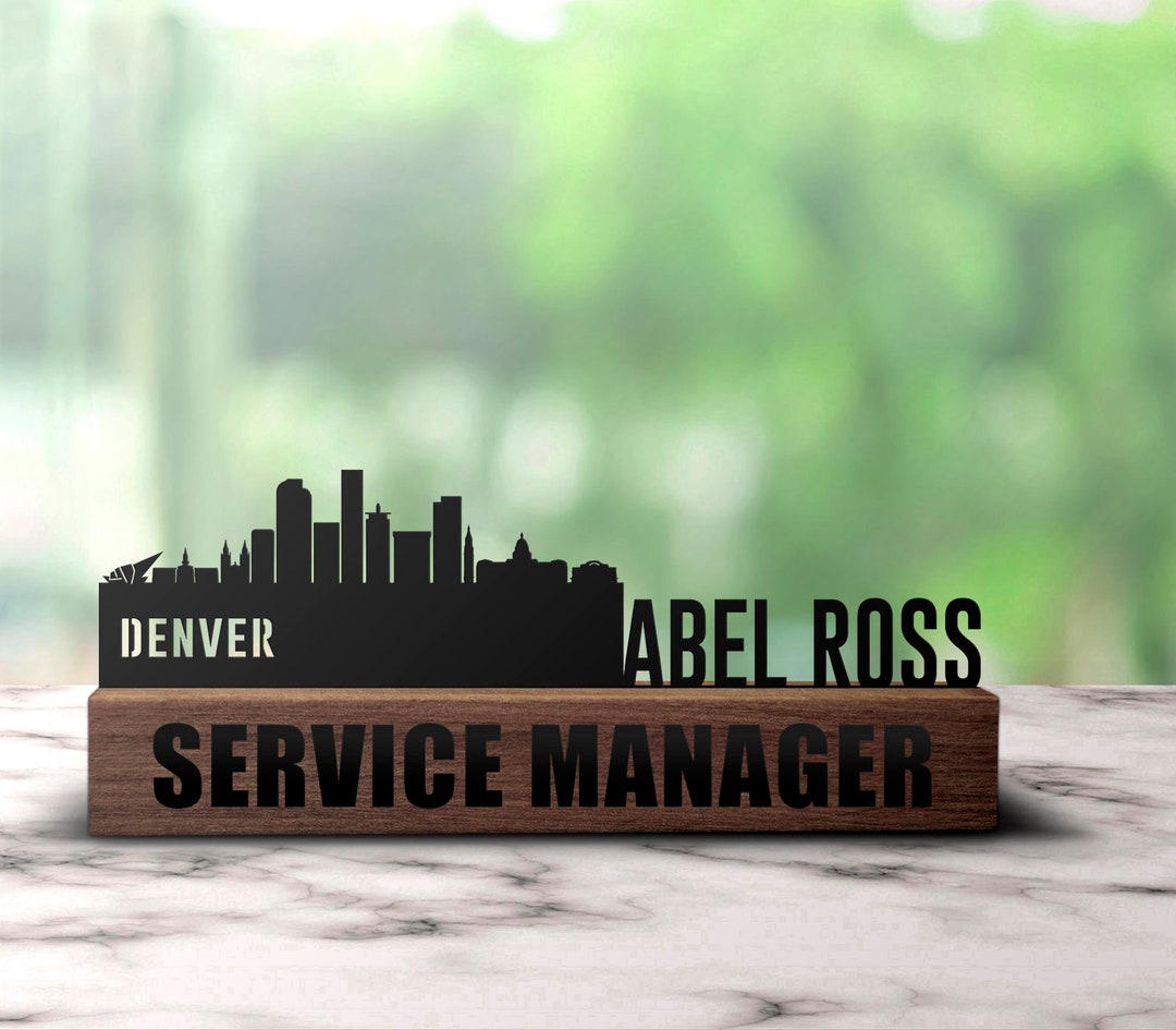 Custom Denver Skyline Desk Name Plate Wedge Personalized US City ...