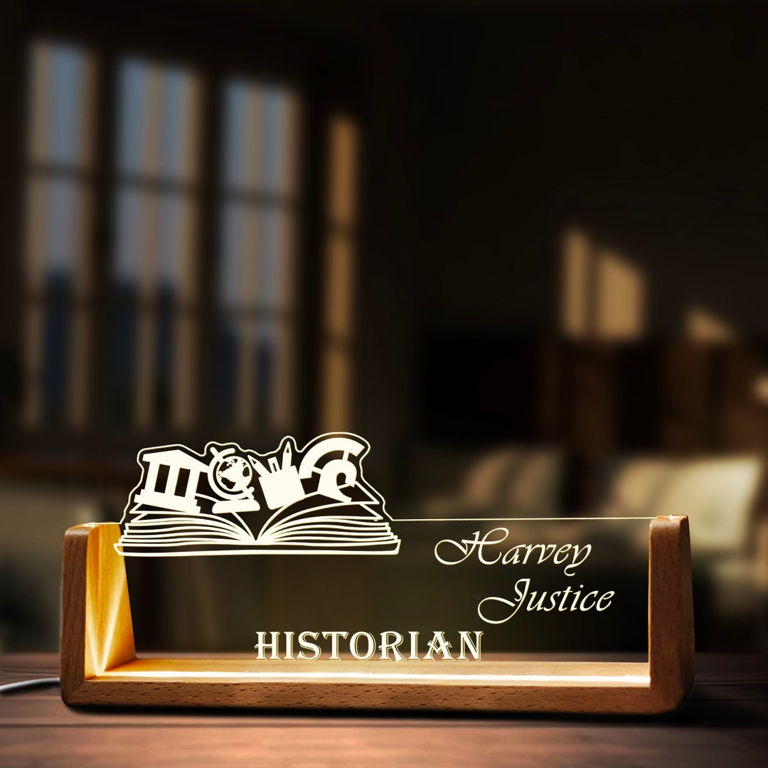 Custom Historian Desk Name Plate Personalized History Studies LED Light ...