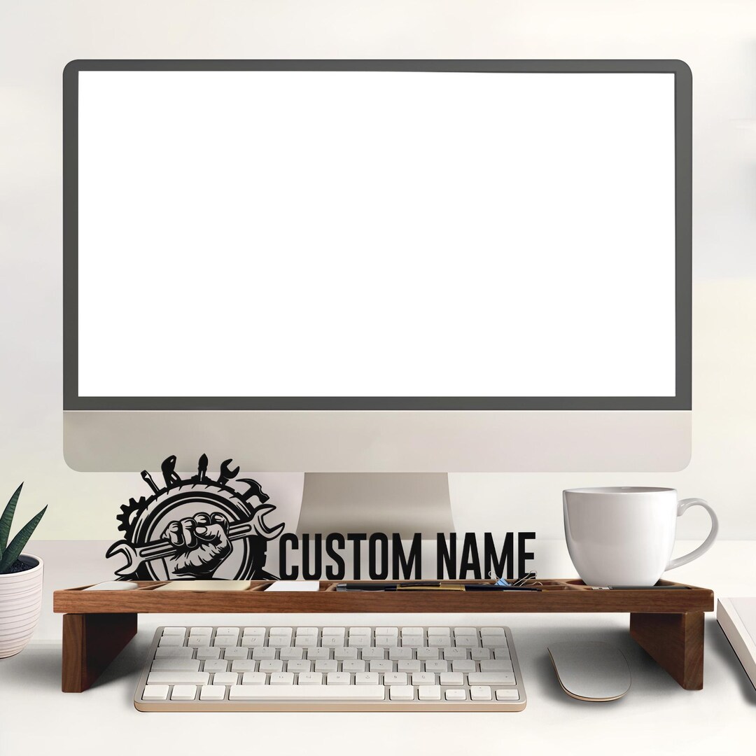 Custom Mechanic Wooden Tray Desk Organizer Personalized Metal Name ...