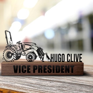 Custom Tractor Loader Desk Name Plate Wedge Personalized Construction ...