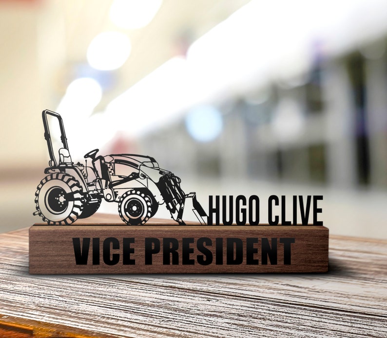 Custom Tractor Loader Desk Name Plate Wedge Personalized - Etsy