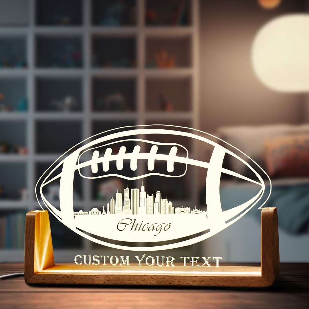 Custom Chicago Skyline Desk Name Plate Personalized American Football ...