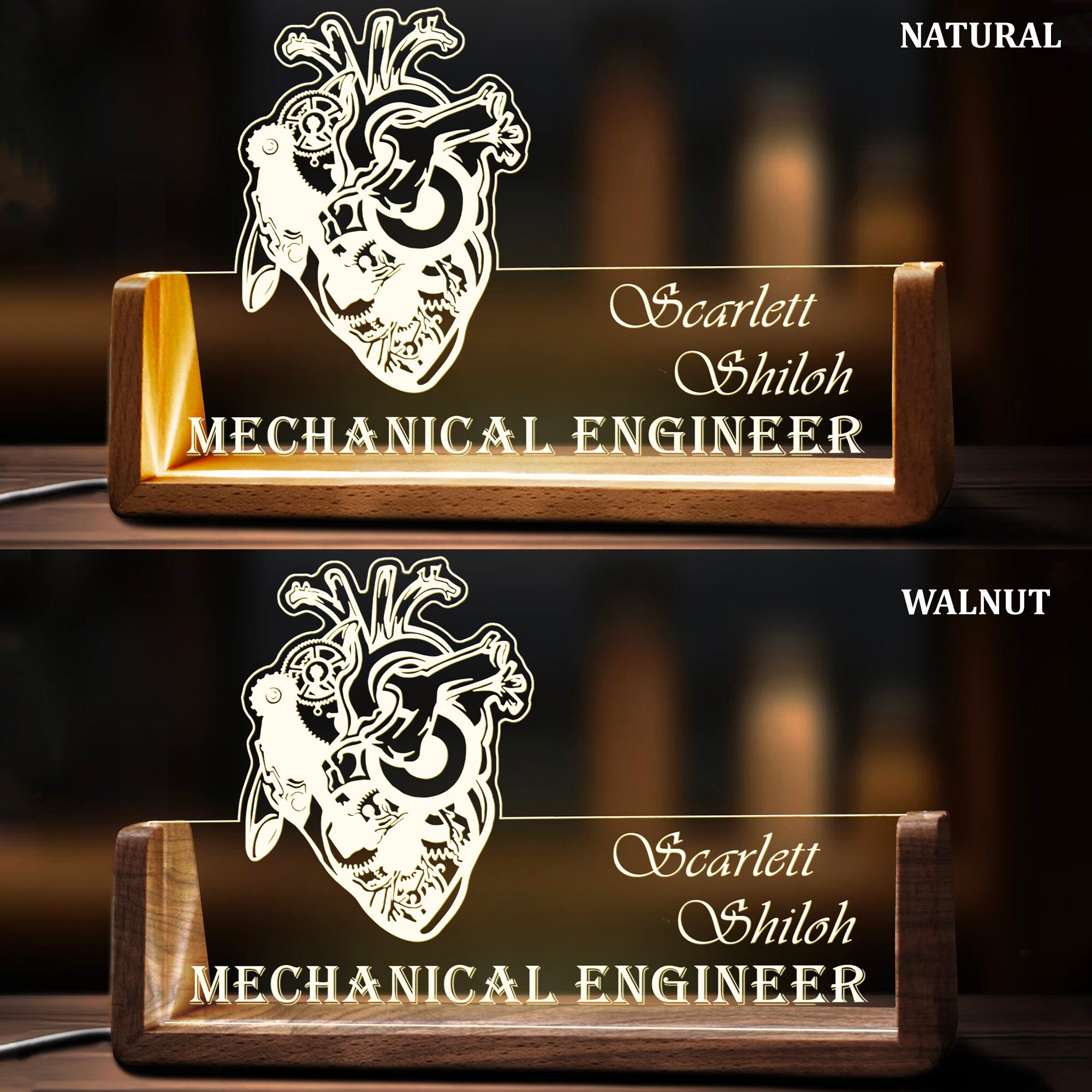 Custom Mechanic Desk Name Plate Personalized Mechanic Gift LED Light ...