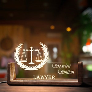 Custom Lawyer Desk Name Plate Personalized Attorney Gift LED Light ...