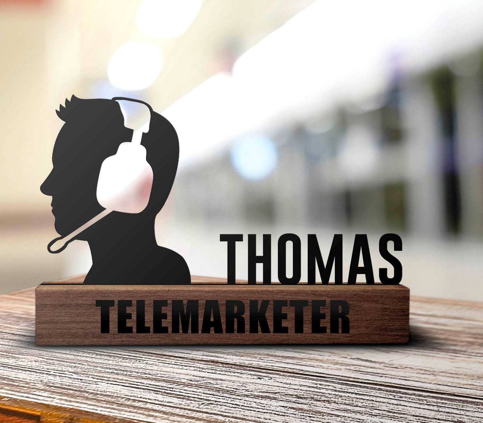 Custom Telemarketer Desk Name Plate Wedge Personalized Telesales ...