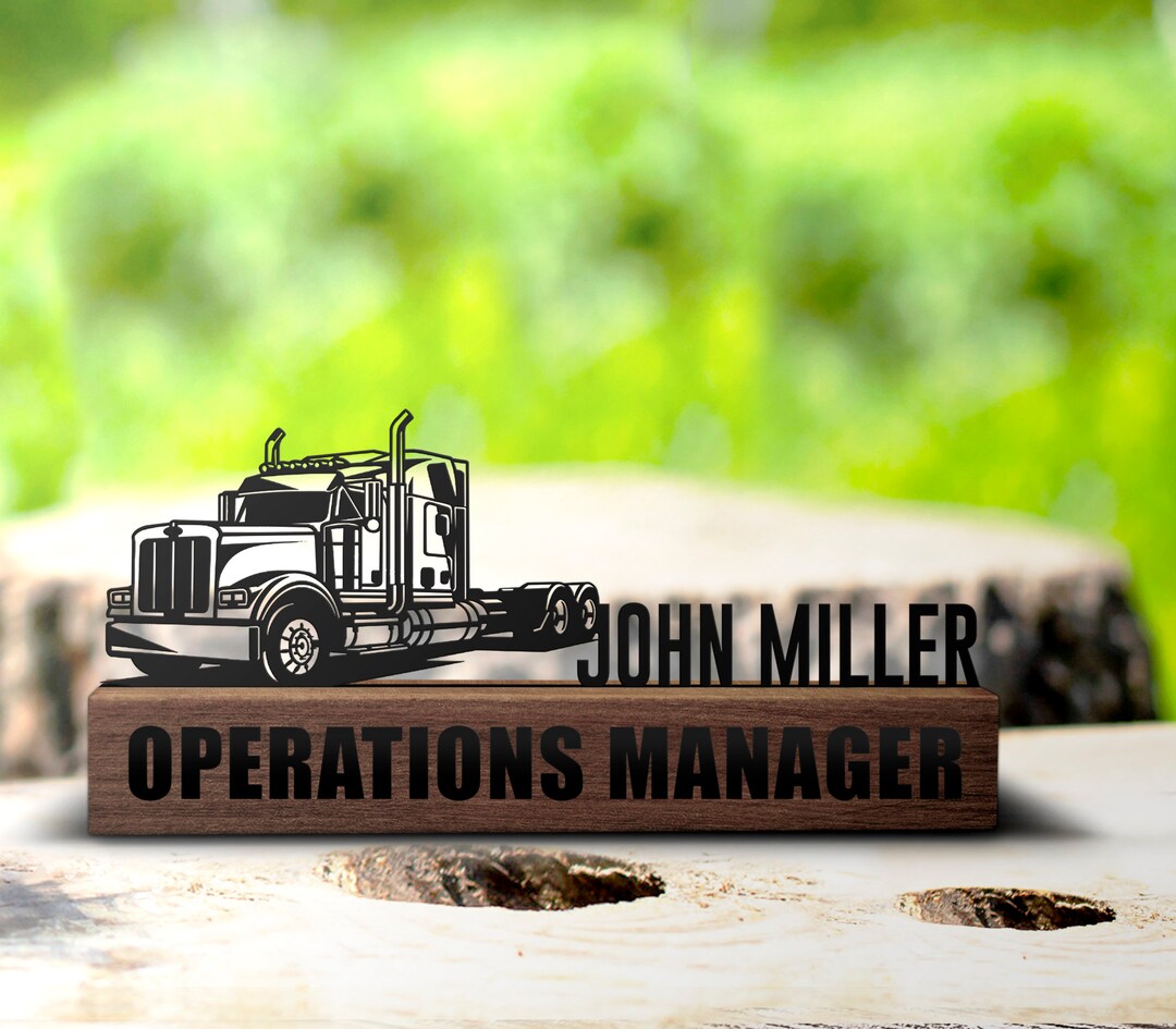 Custom Semi Truck Driver Desk Name Plate Wedge Personalized Big Rig ...