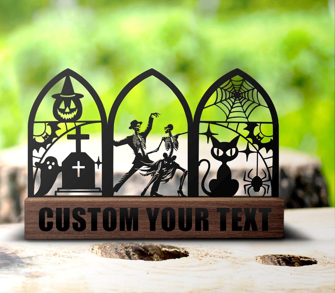 Custom Couple Skeleton Dancing Desk Name Plate Wedge Personalized ...
