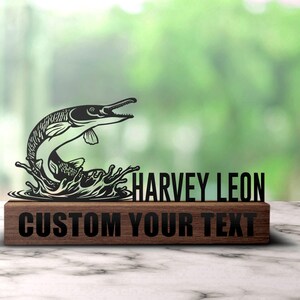 Custom Alligator Gar Fish Desk Name Plate Wedge Personalized Fisher ...