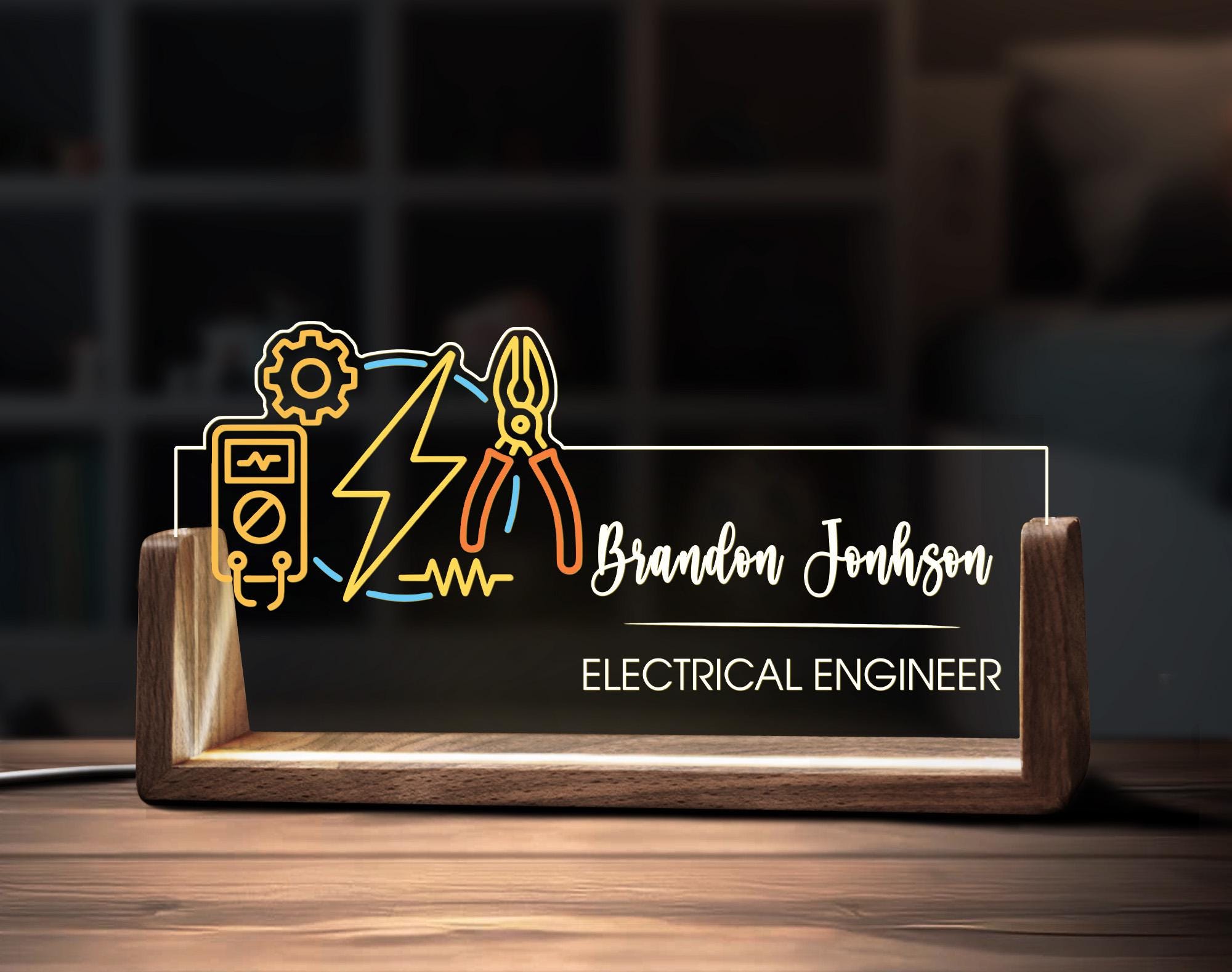 Custom Electrical Engineer Desk Name Plate Personalized Electrician ...