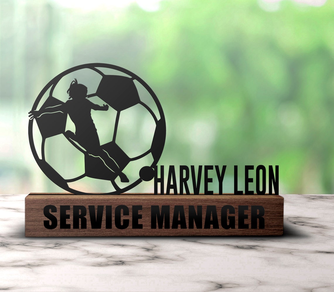 Custom Soccer Desk Name Plate Wedge Personalized Football Player ...