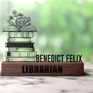 Custom Librarian Desk Name Plate Wedge Personalized Library Nameplate ...