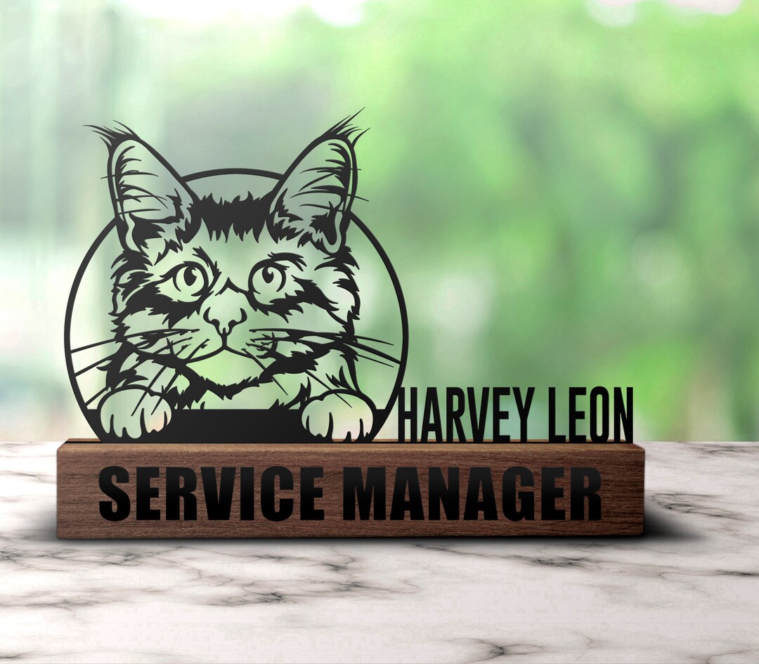 Custom Cute Cat Desk Name Plate Wedge Personalized Funny Kitten ...