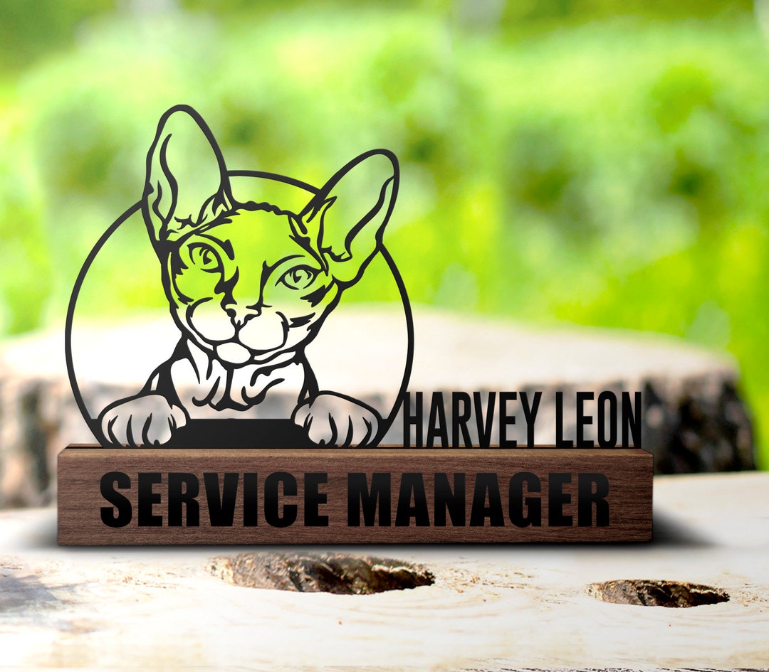 Custom Cute Cat Desk Name Plate Wedge Personalized Funny Kitten ...