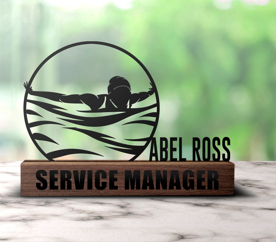 Custom Swimming Desk Name Plate Wedge, Personalized Swim Nameplate ...