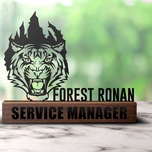Custom Tiger Desk Name Plate Wedge, Personalized Nameplate Wildlife ...