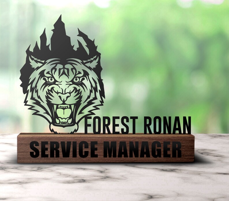 Custom Tiger Desk Name Plate Wedge Personalized Nameplate - Etsy