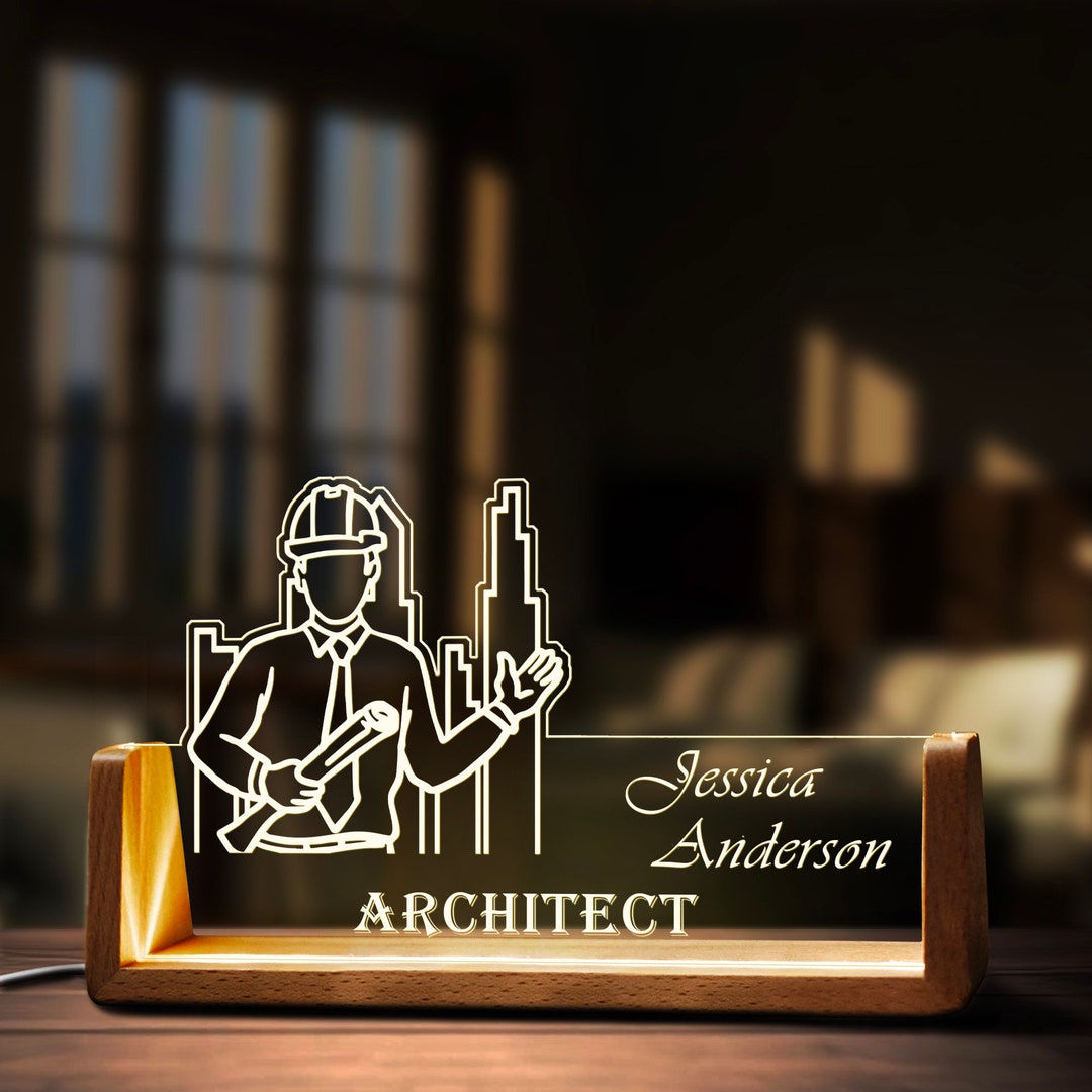 Custom Architect Desk Name Plate Personalized Architecture LED Light ...