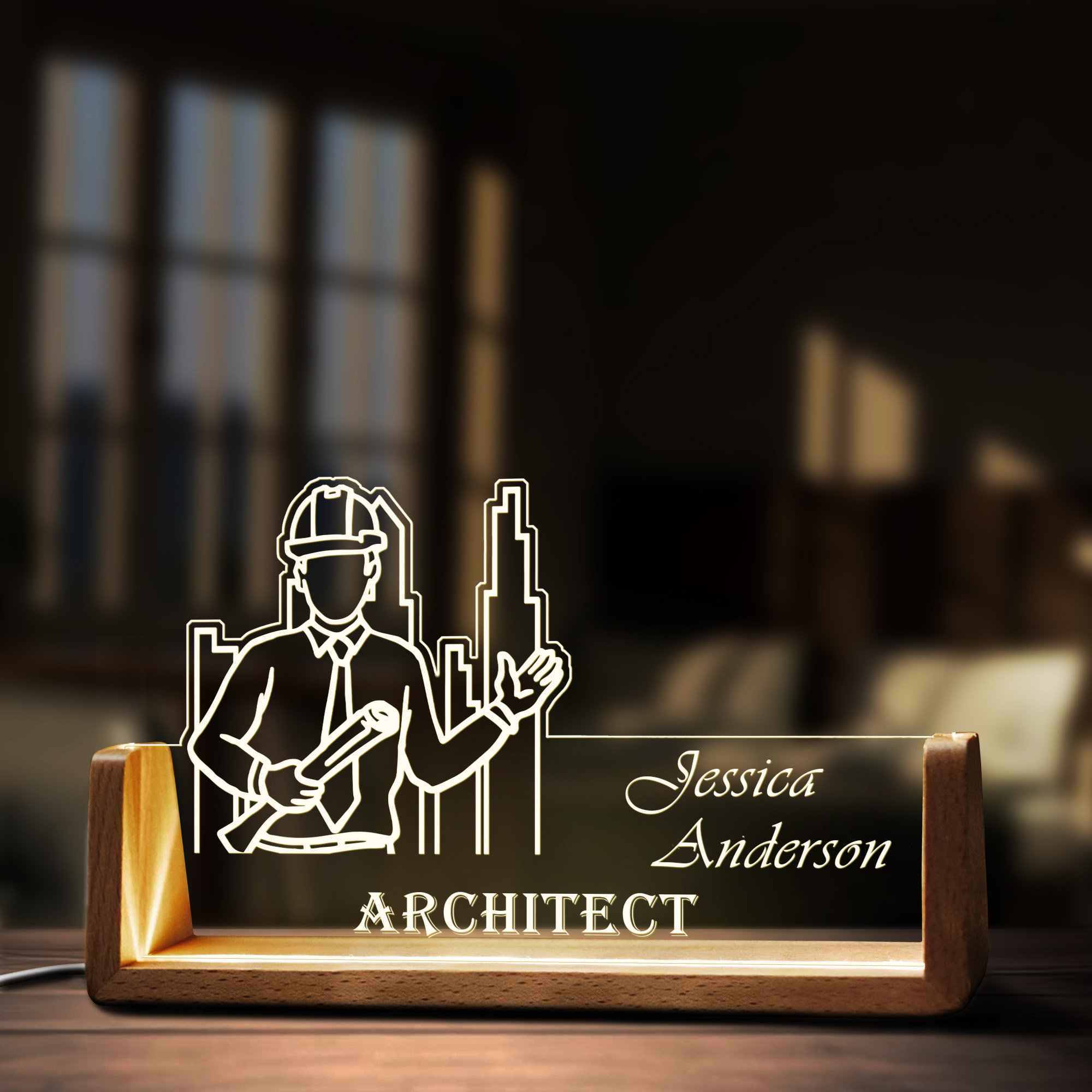 Custom Architect Desk Name Plate Personalized Architecture LED Light ...